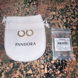 Pandora | Jewelry | Pandora Pav Heart Hoop Earrings 4k Plated Gold New ...